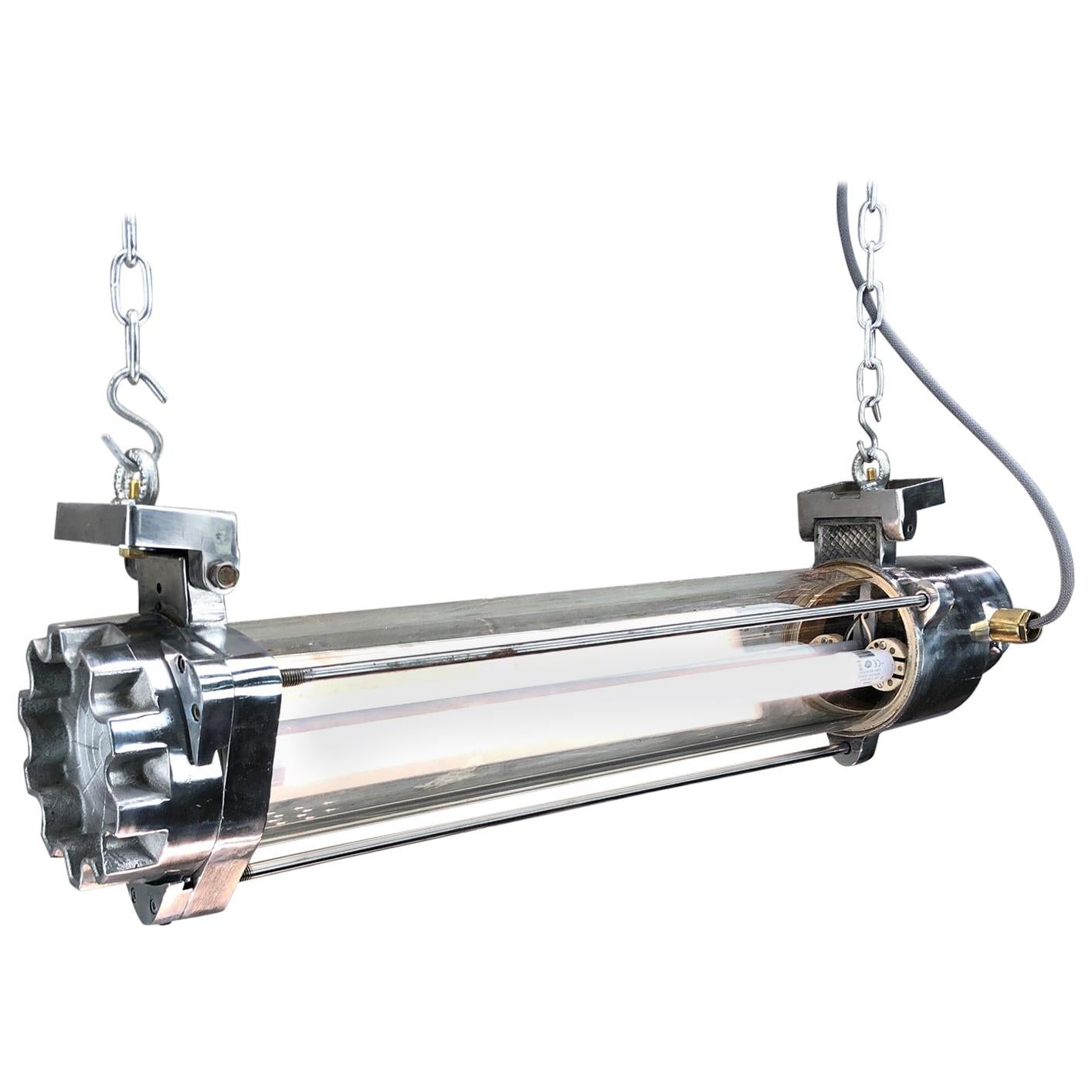 1970s German Industrial Aluminum and Glass Explosion Proof LED Ceiling ...