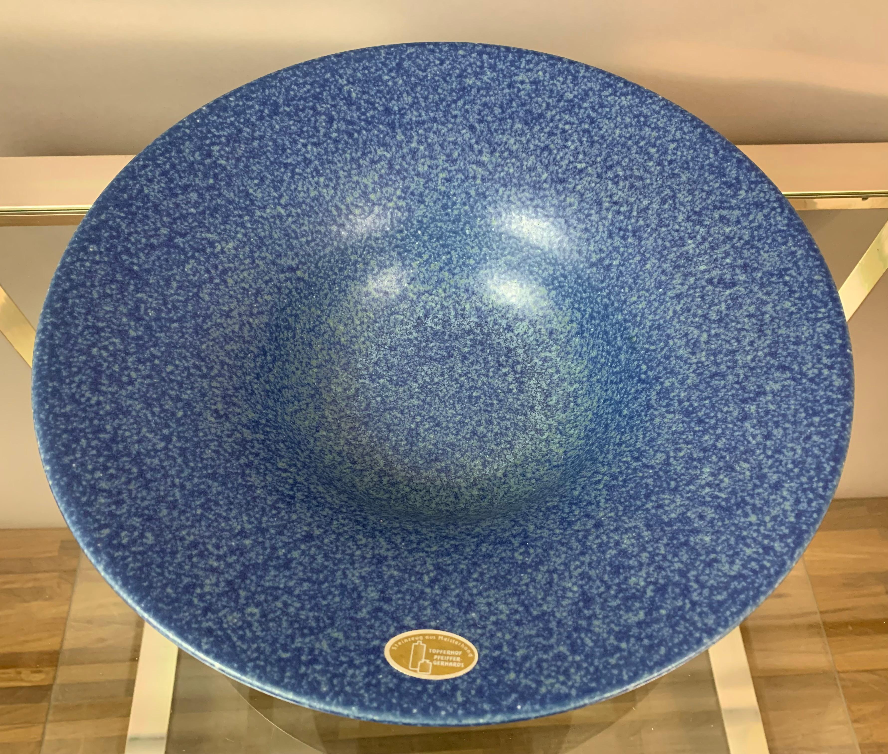 1970s German Studio Pottery Ceramic Blue Mottled Bowl by Pfeiffer ...