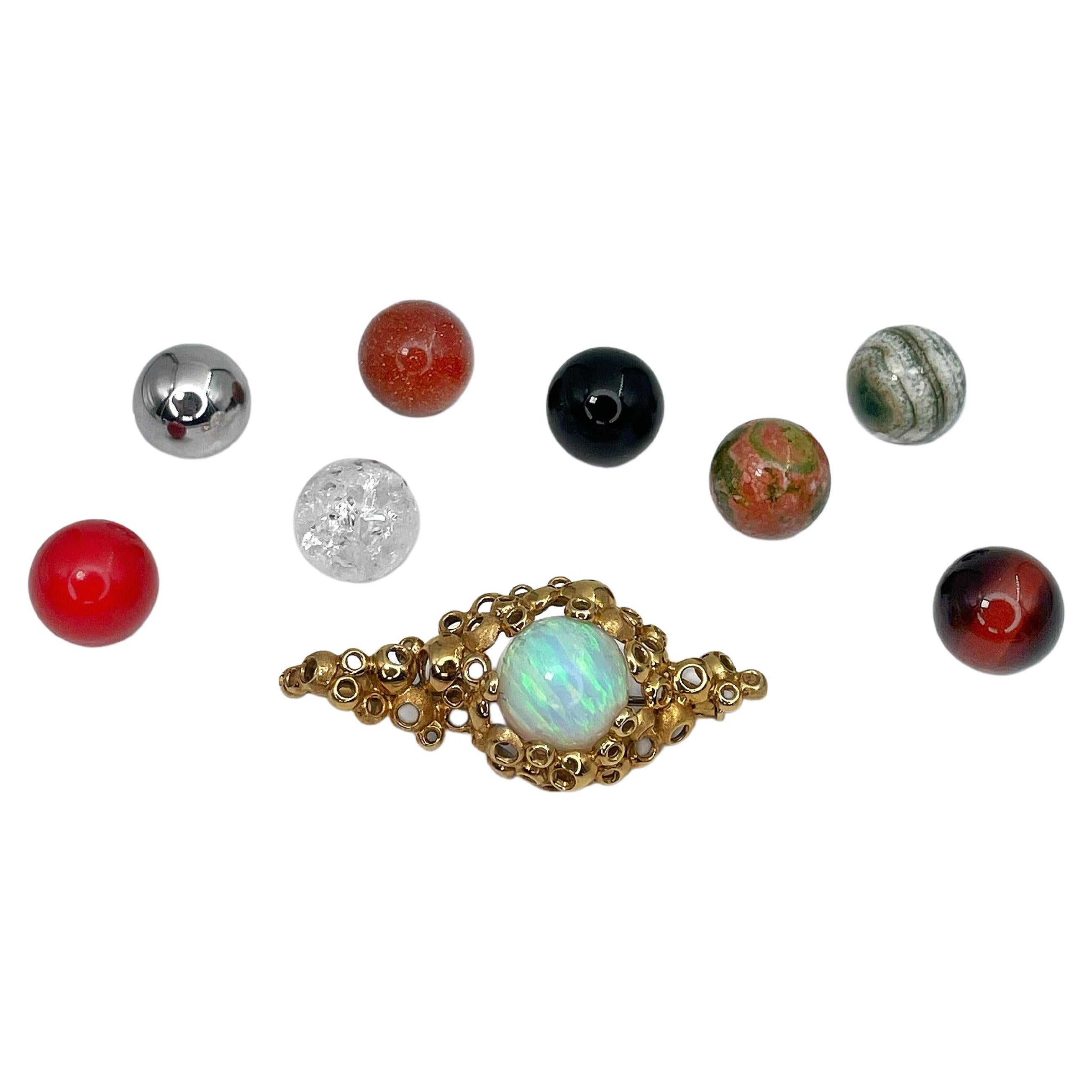 1970s Gilbert Albert 18 Karat Yellow Gold 9 Interchangeable Ball Pin ...