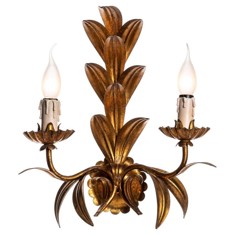 1970s Gilt Metal Wall Light by Hans Kögl For Sale at 1stDibs