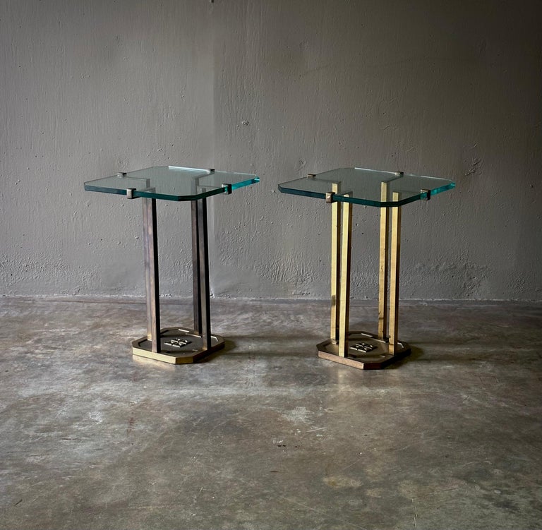 1970s Glass and Brass Side Table by Peter Ghyczy For Sale at 1stDibs
