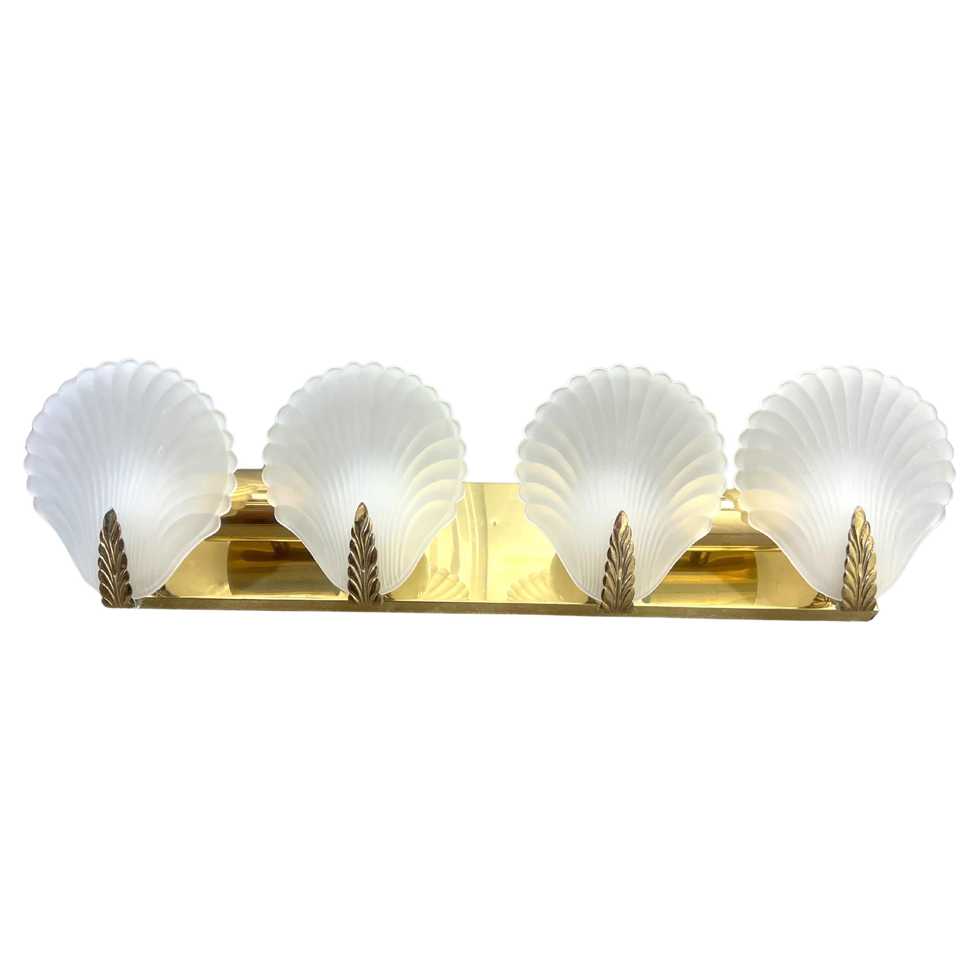 1970’s Glass Shell Vanity 4 Light Fixture For Sale at 1stDibs