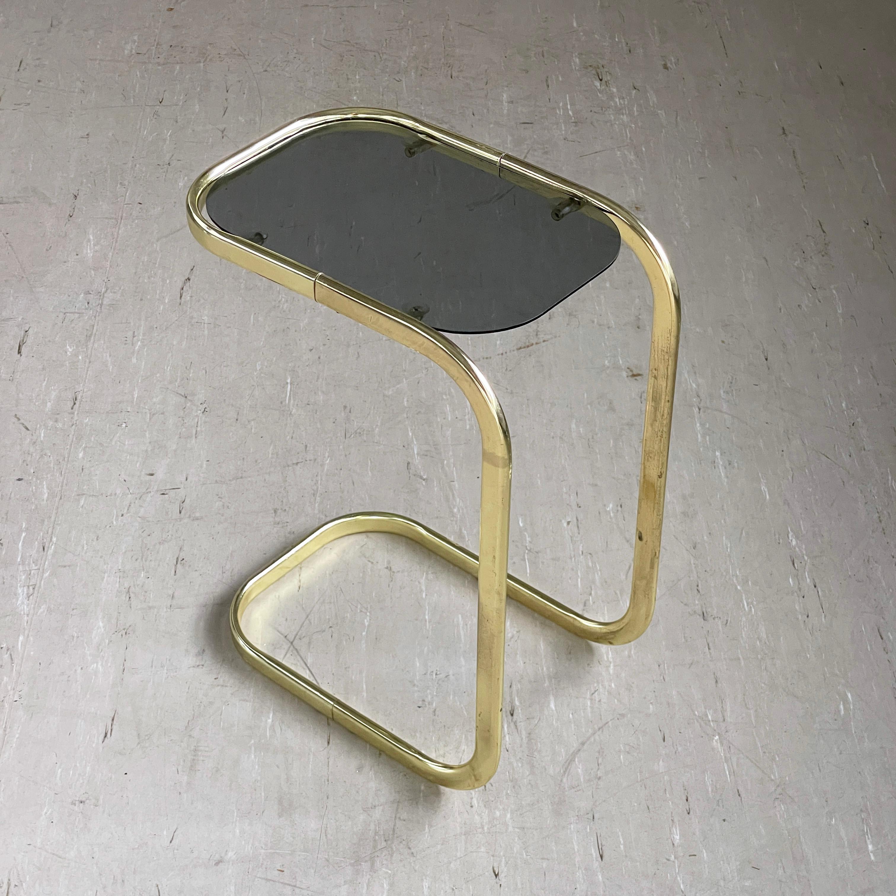 1970's Glass Topped Side Table For Sale at 1stDibs