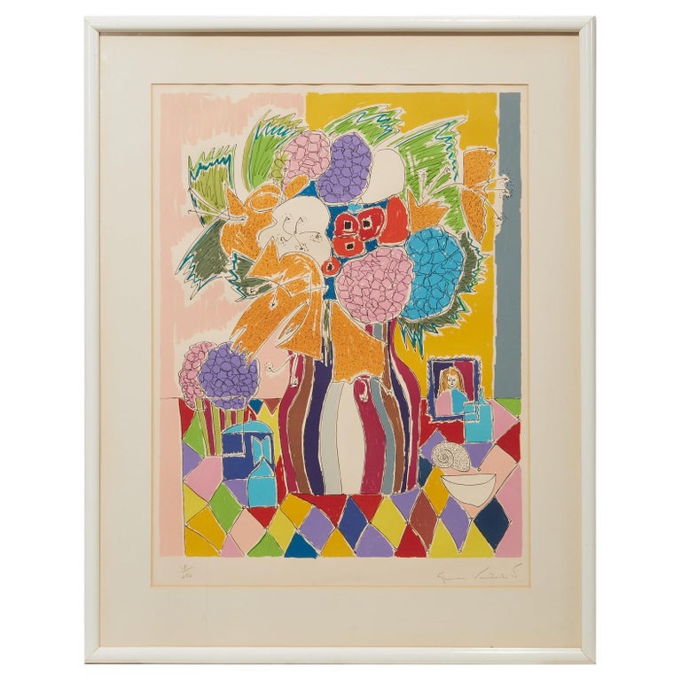 1970's Gloria Vanderbilt Signed Lithograph Springtime Flowers # 18/250 ...