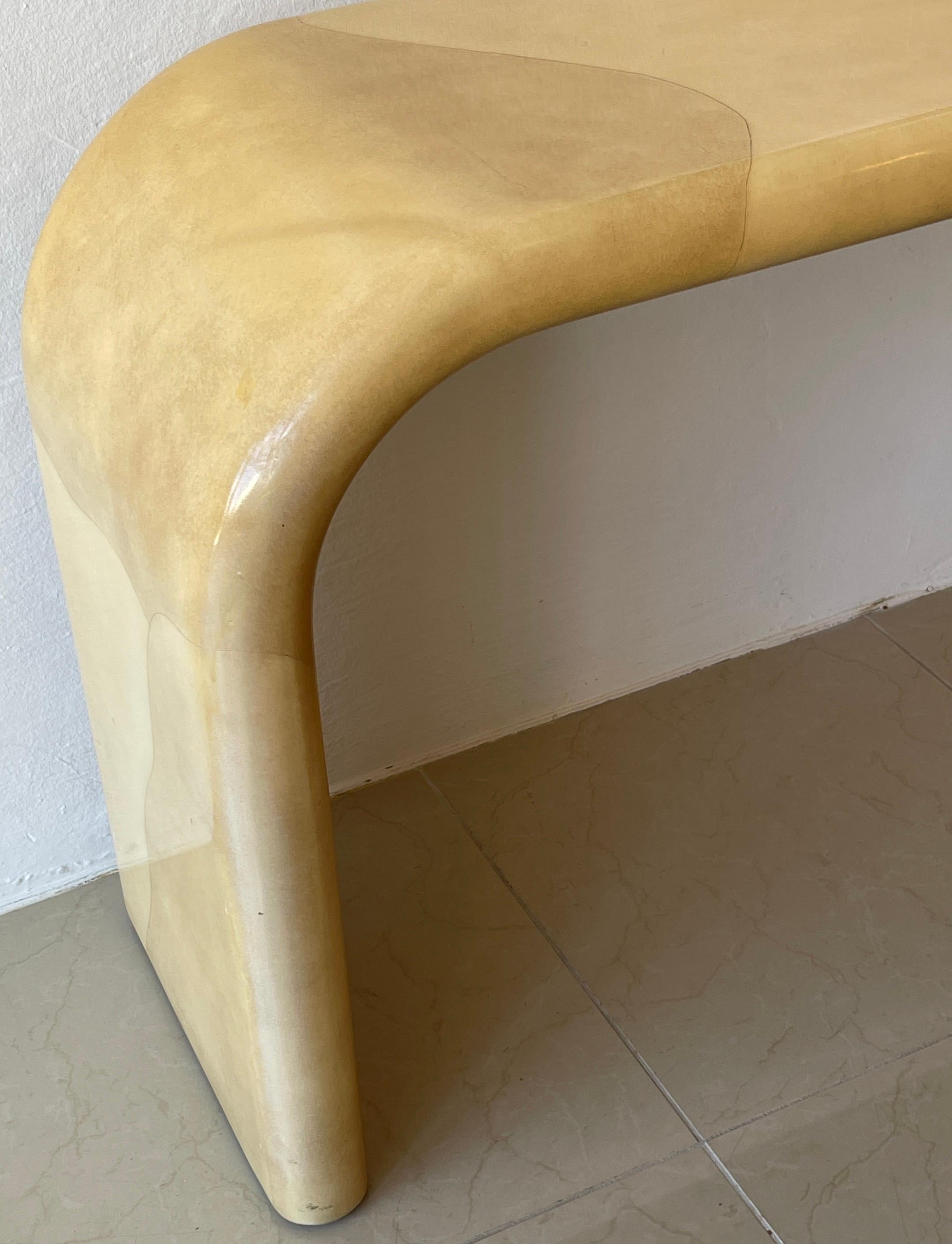 1970s Goatskin/ Parchment Lacquer Console, in the Manner of Springer ...
