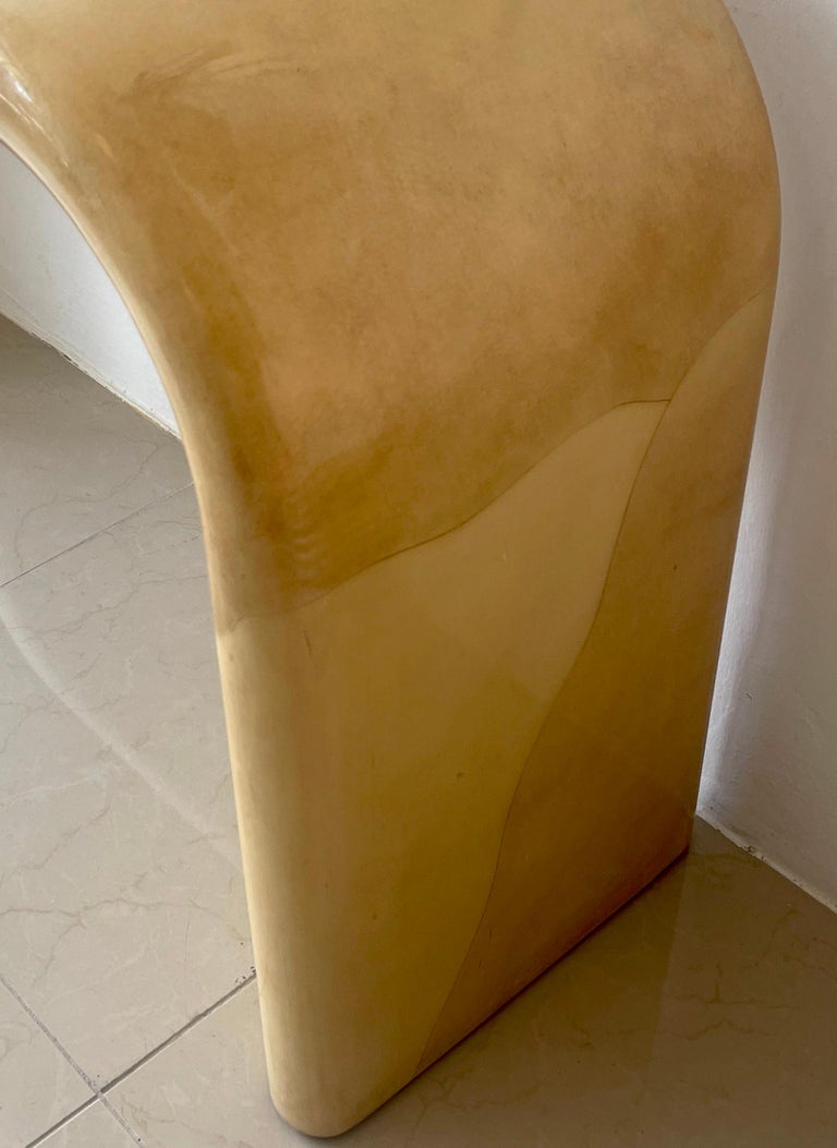 1970s Goatskin/ Parchment Lacquer Console, in the Manner of Springer ...