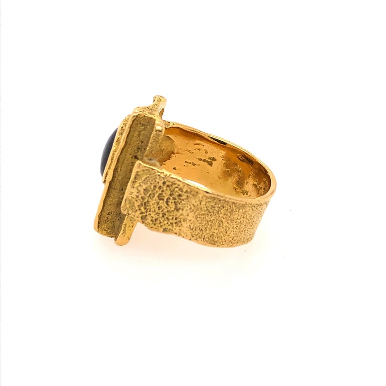1970s Gold and Sapphire Modernist Ring by Louis Perrier For Sale at 1stDibs