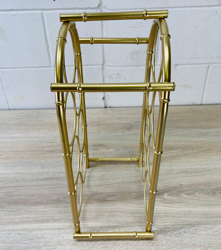 1970s Gold Metal Bamboo Wine Rack For Sale at 1stDibs