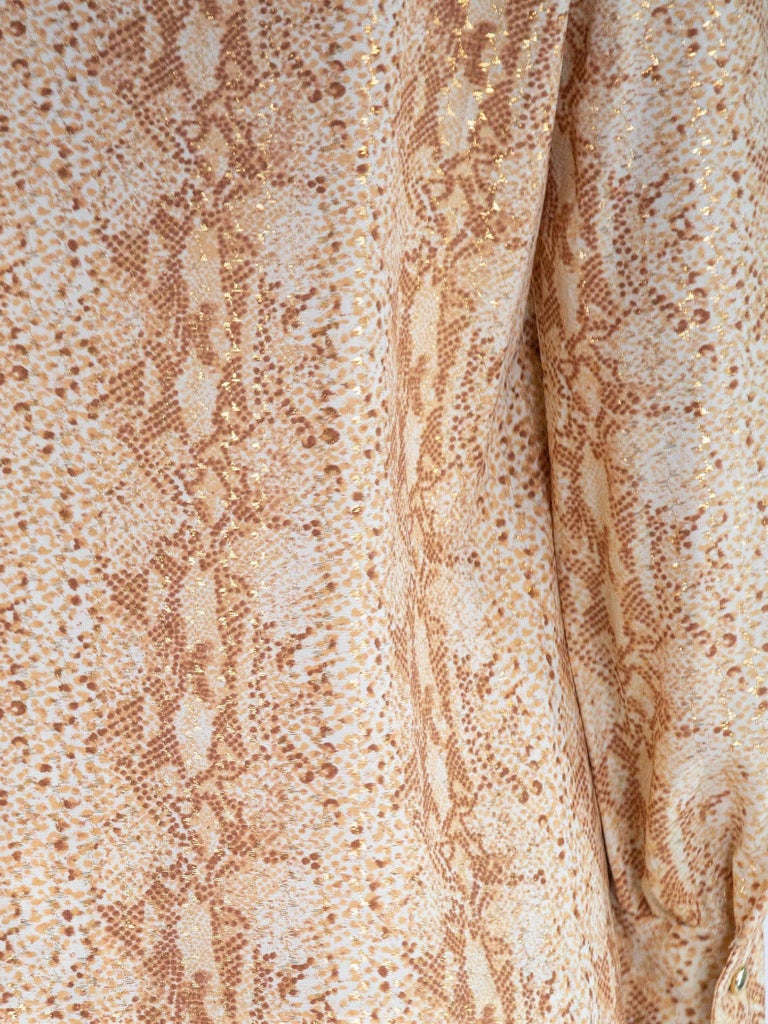 1970S Gold Snake Print Poly/Lurex Fine Knit Shirt and Pants Ensemble ...