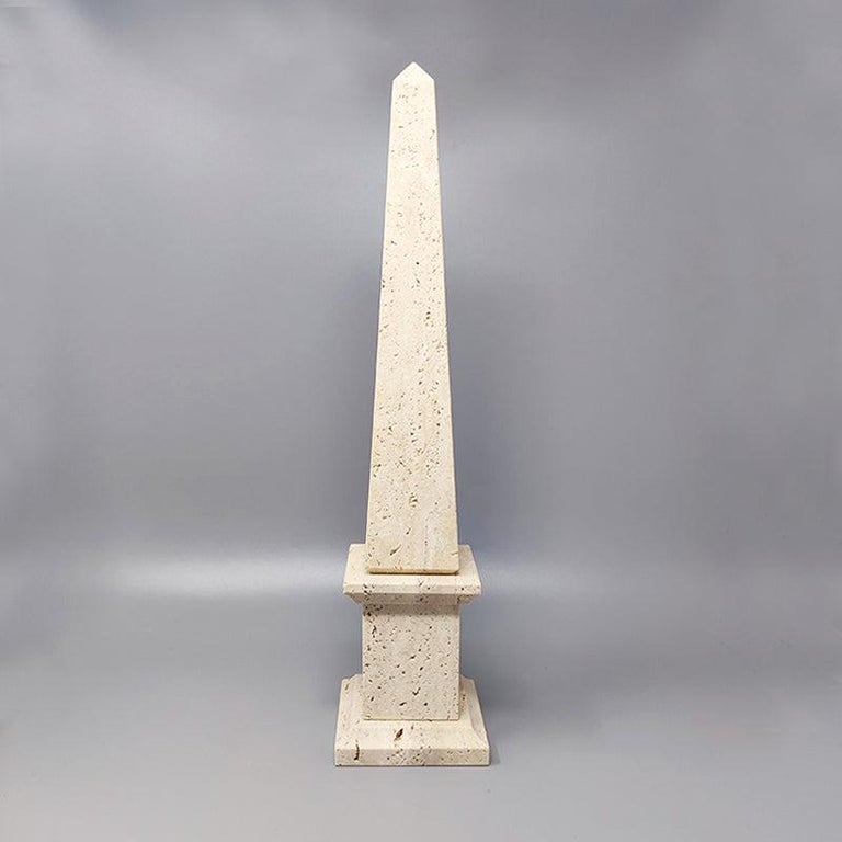 1970s Gorgeous Pair of Obelisks in Italian Travertine, Made in Italy ...