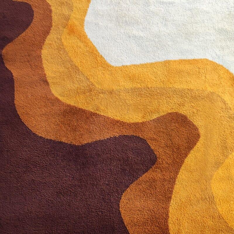 1970s Gorgeous Space Age Rug by Belgian National Institute. Made in ...