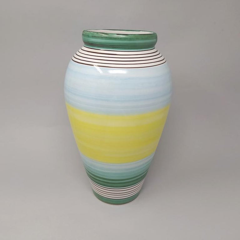 1970s Gorgeous Yellow and Blue Pair of Vases in Ceramic by Deruta, Made ...