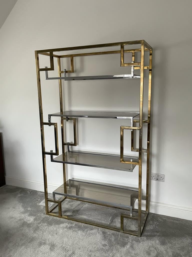 1970s Greek Key Étagère Shelves in Manner of Guy Lefevre, Maison Jansen ...