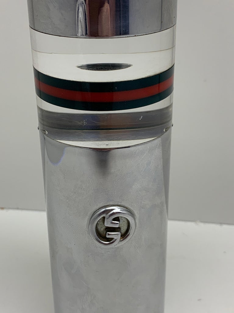 1970s Gucci Lucite and Chrome Table Lighter at 1stDibs | 1970s lighter