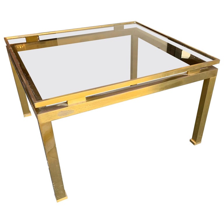 1970s Guy Lefevre Solid Brass Side Table with Smoked Glass Top For Sale ...