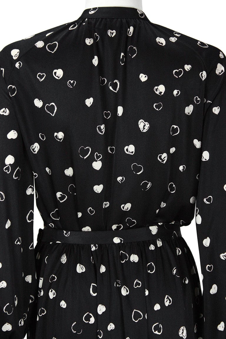 1970s Halston Black and White Heart Print Button-Down Shirt and Skirt ...