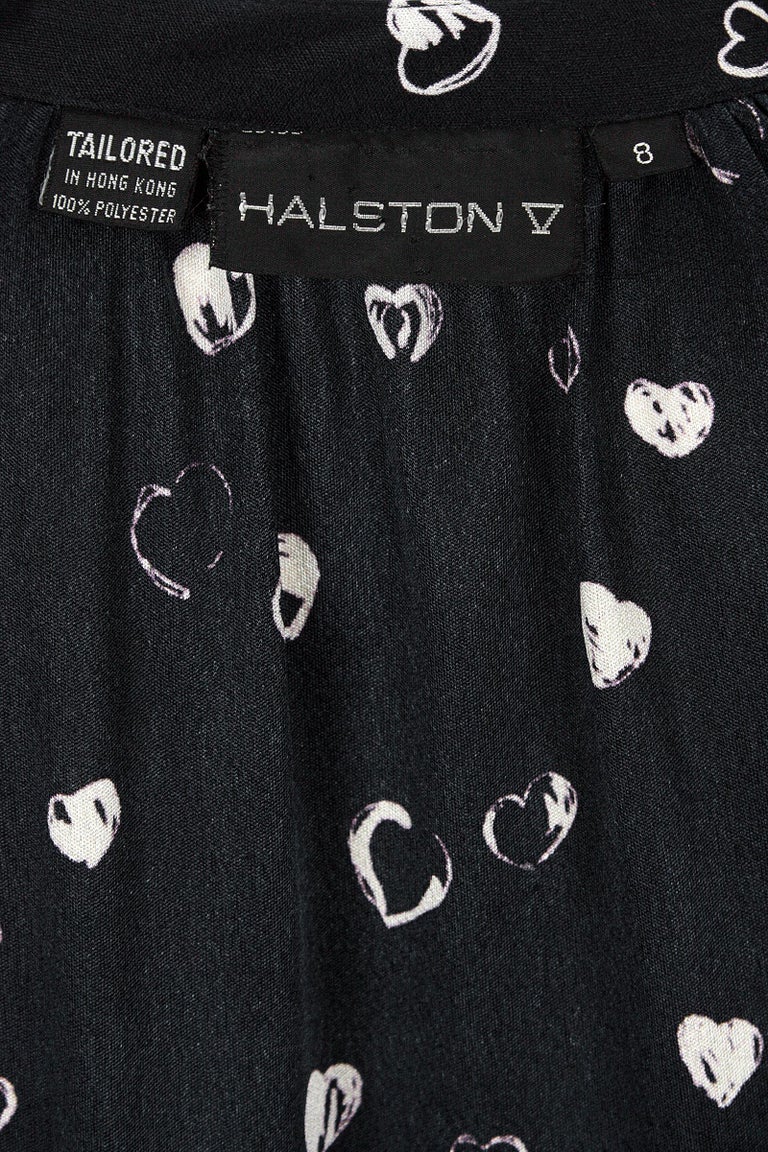 1970s Halston Black and White Heart Print Button-Down Shirt and Skirt ...