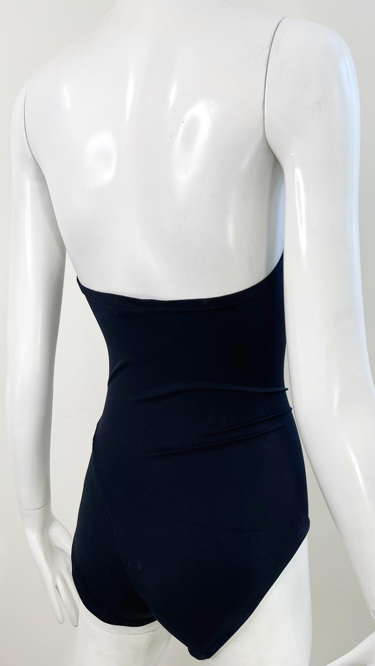 1970s Halston Black Strapless Bandeau Keyhole Vintage 70s Swimsuit ...