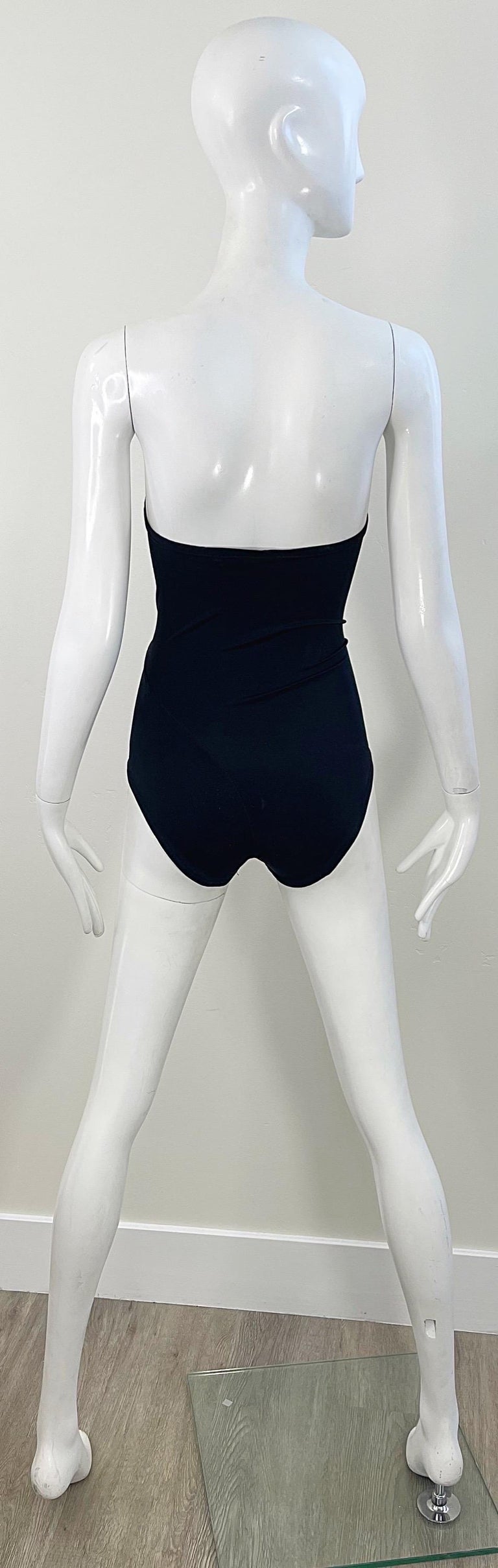 1970s Halston Black Strapless Bandeau Keyhole Vintage 70s Swimsuit ...