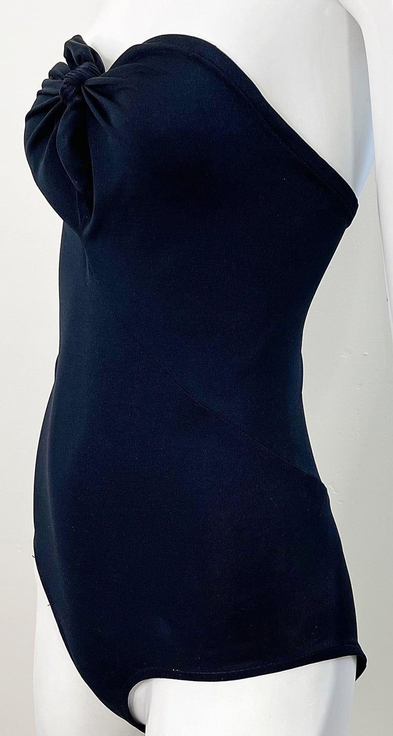 1970s Halston Black Strapless Bandeau Keyhole Vintage 70s Swimsuit ...