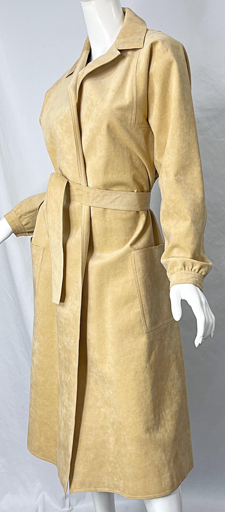 1970s HALSTON Ultrasuede Tan Sand Belted Vintage 70s Shirt Dress Duster ...