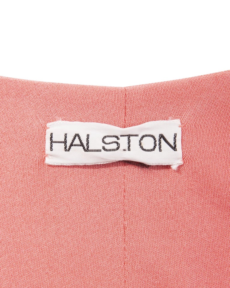 1970's Halston V-Neck Pink Sleeveless Dress For Sale at 1stDibs