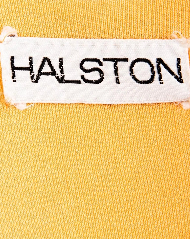 1970's Halston Yellow Keyhole Gown For Sale at 1stDibs