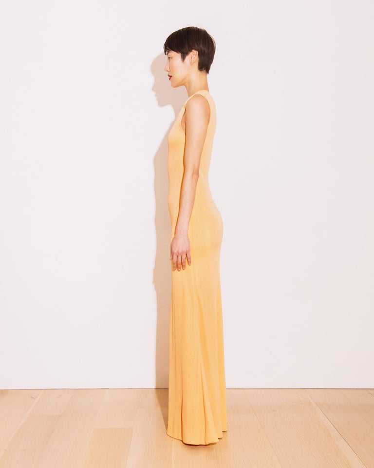 1970's Halston Yellow Keyhole Gown For Sale at 1stDibs