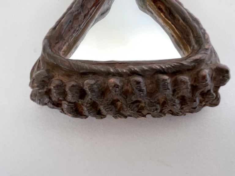 1970's Hand Carved Face Scuplture Resin Mirror For Sale at 1stDibs