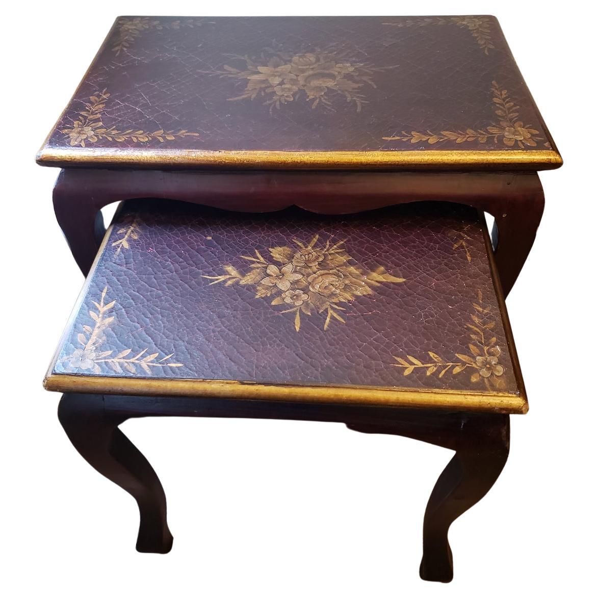 1970s Hand Crackle Painted Nesting Side Tables, Set of 3 For Sale at ...