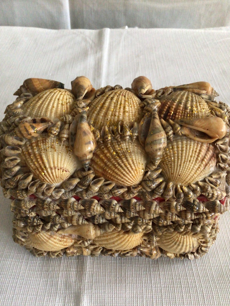 1970s Handmade Domed Top Shell Box For Sale at 1stDibs