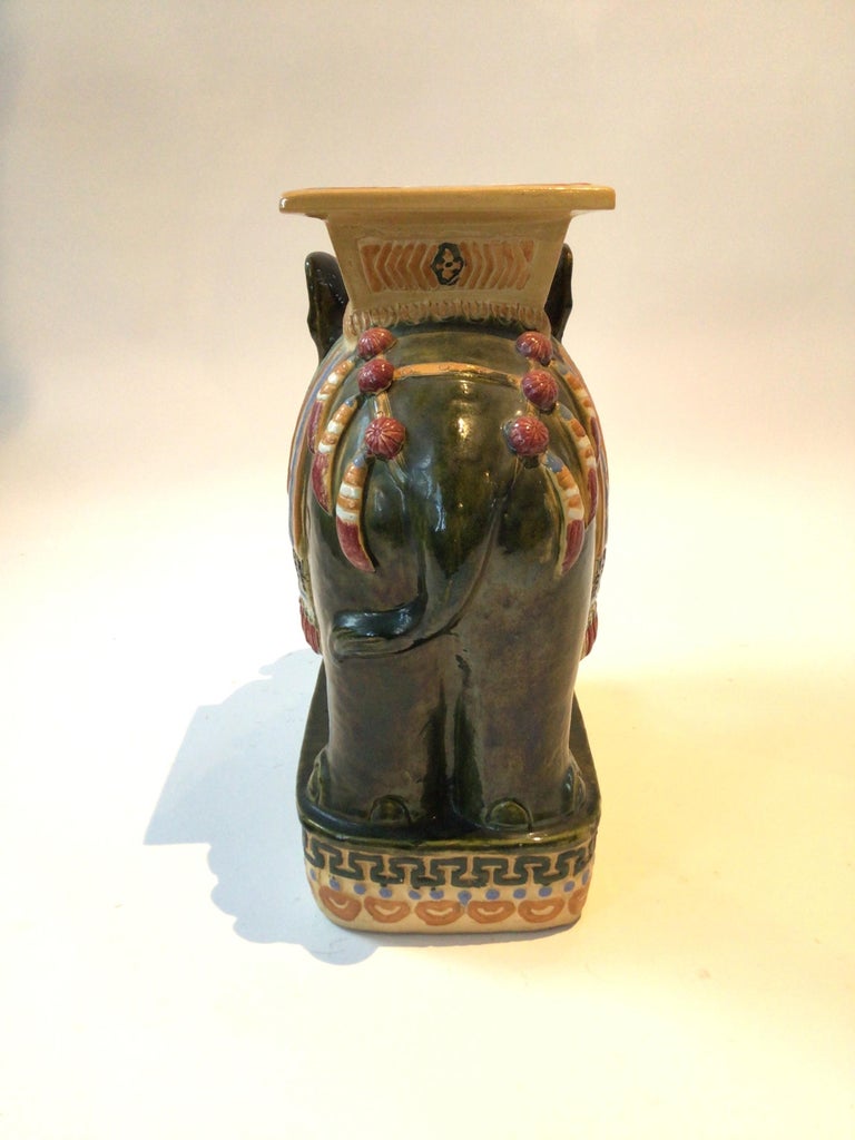 1970s Hand Painted Elephant Garden Stool / Side Table at 1stDibs