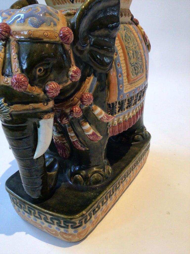 1970s Hand Painted Elephant Garden Stool / Side Table at 1stDibs