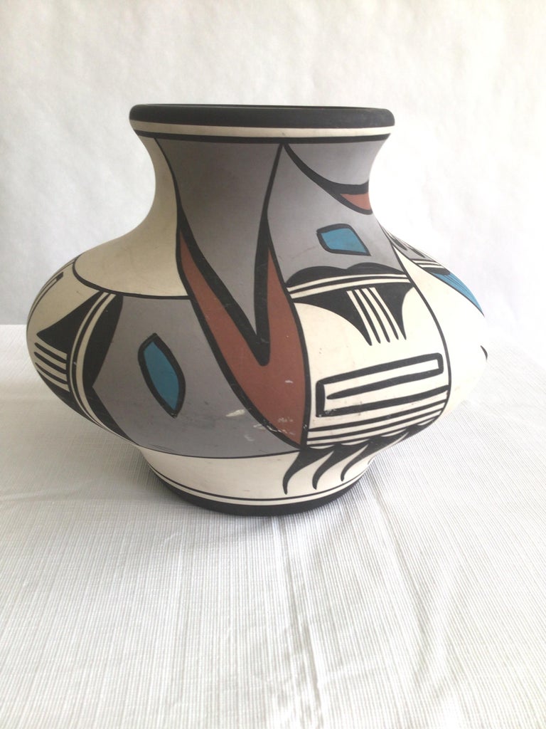 1970s Hand-Painted Native American Vase For Sale at 1stDibs