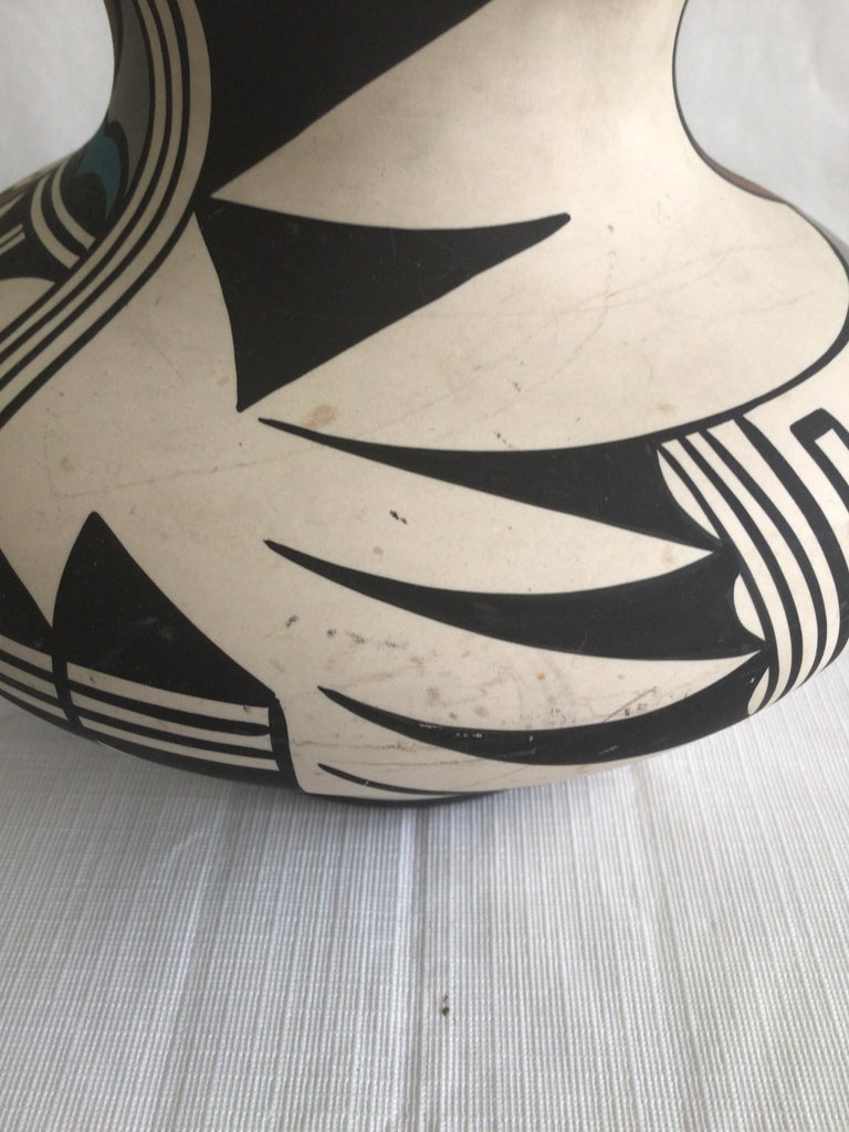 1970s Hand-Painted Native American Vase For Sale at 1stDibs