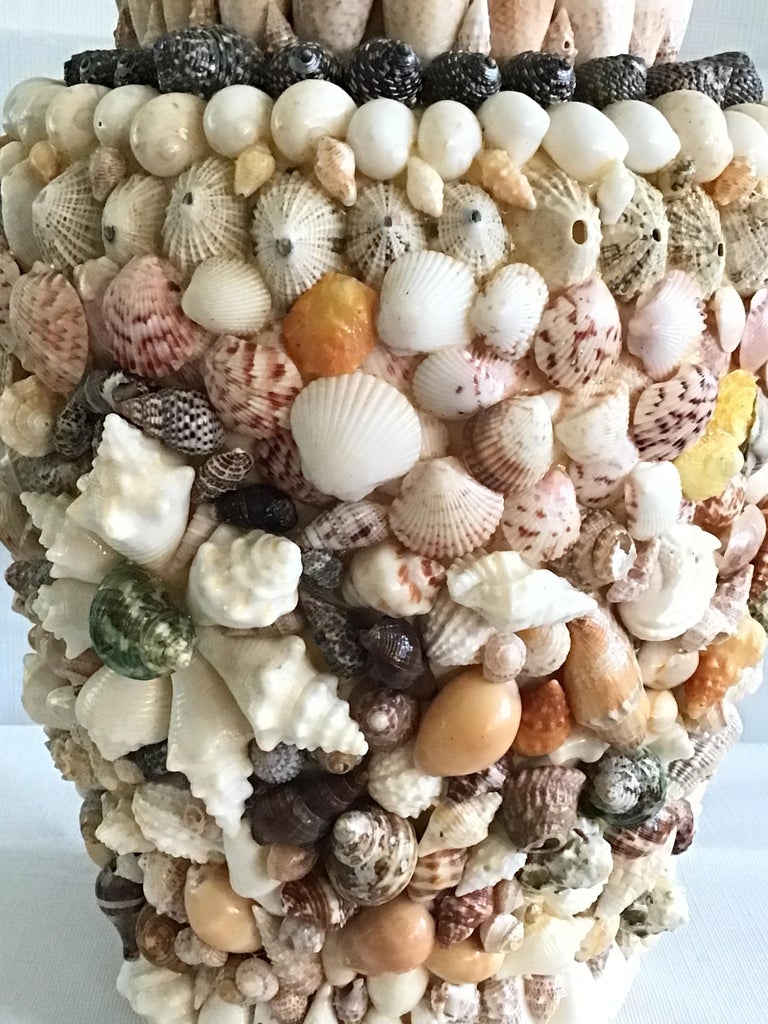 1970s Handmade Shell Art Vase For Sale at 1stDibs