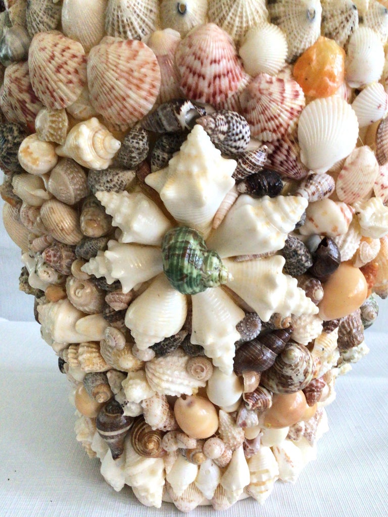 1970s Handmade Shell Art Vase For Sale at 1stDibs