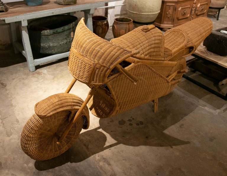 1970s Handmade Wicker and Bamboo Racing Motorcycle For Sale at 1stDibs