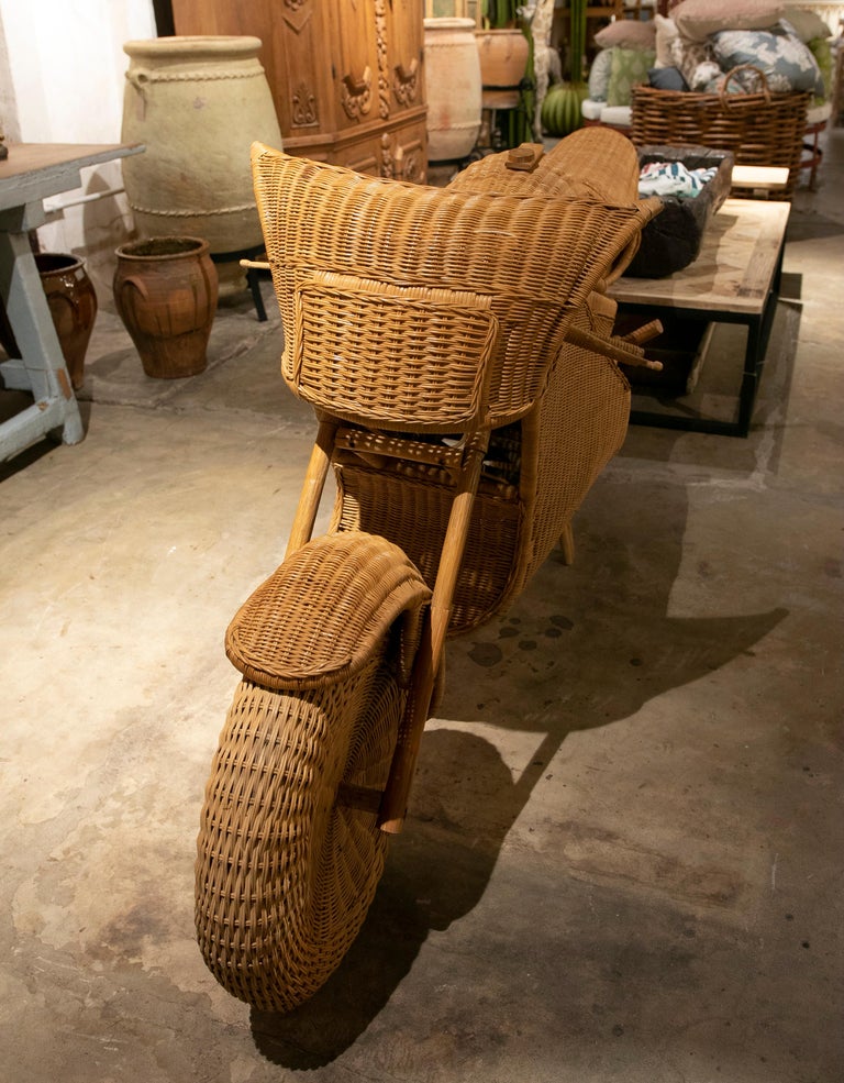1970s Handmade Wicker and Bamboo Racing Motorcycle For Sale at 1stDibs
