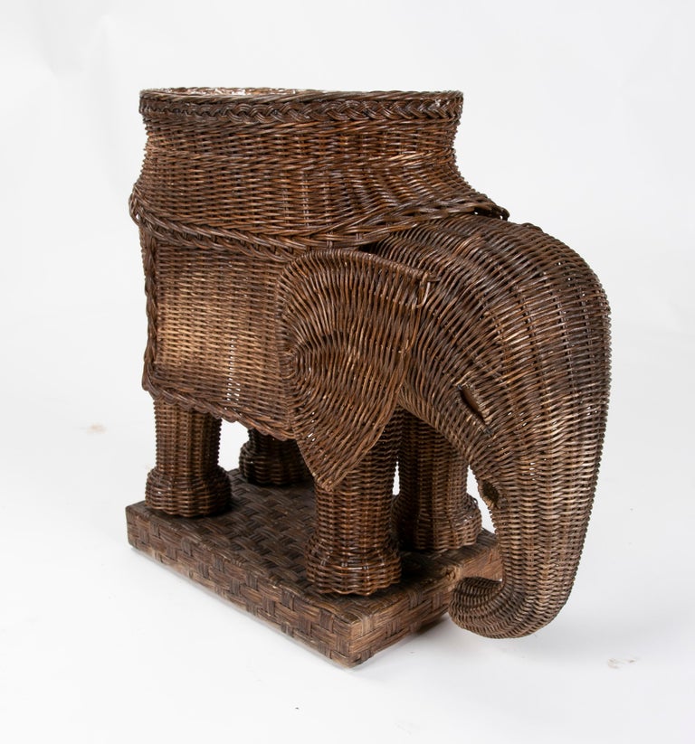 1970s Handmade Wicker Elephant For Sale at 1stDibs