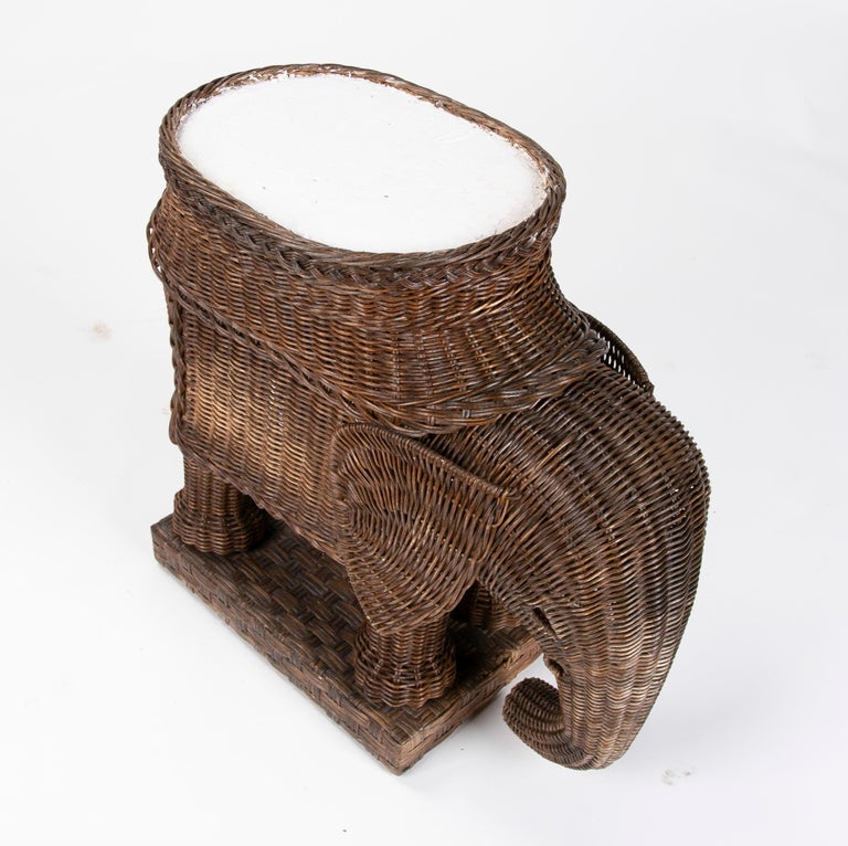 1970s Handmade Wicker Elephant For Sale at 1stDibs