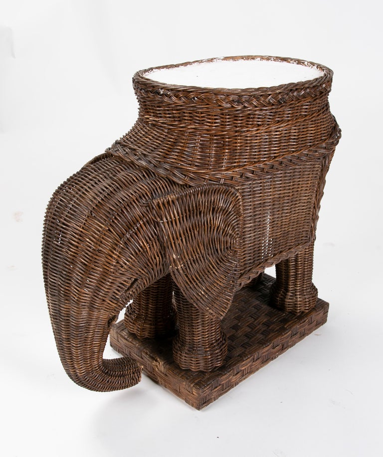 1970s Handmade Wicker Elephant For Sale at 1stDibs