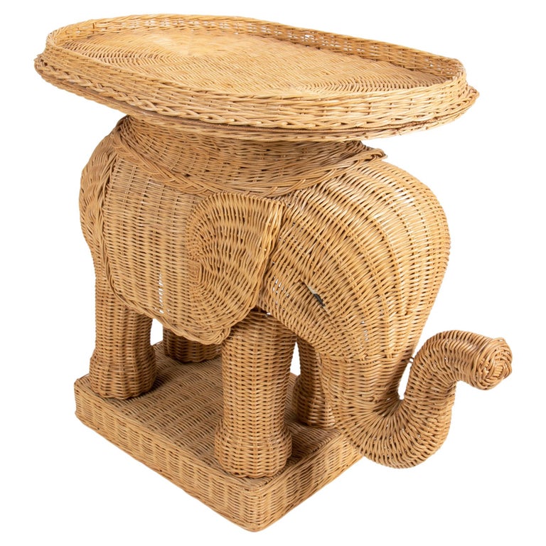 1970s, Handmade Wicker Elephant For Sale at 1stDibs