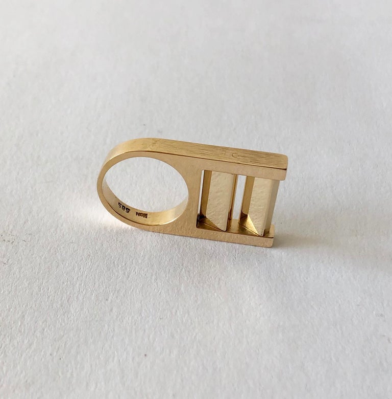 1970s Hans Hansen 14 Karat Yellow Gold Danish Modernist Kinetic Ring at ...