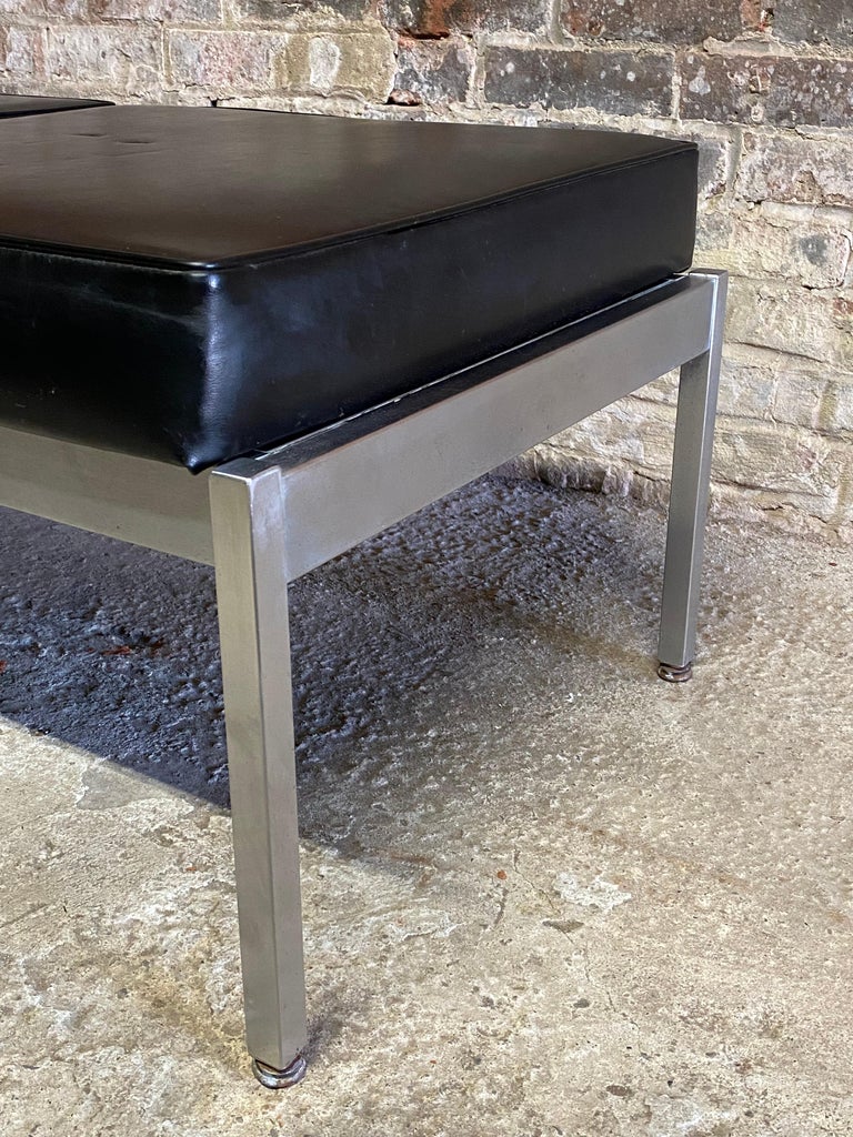 1970s Harter Black Vinyl and Steel Double Seat Bench For Sale at 1stDibs