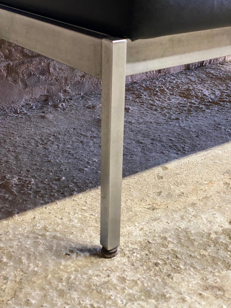 1970s Harter Black Vinyl and Steel Double Seat Bench For Sale at 1stDibs