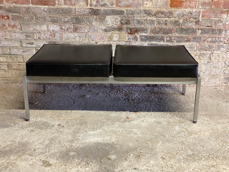 1970s Harter Black Vinyl and Steel Double Seat Bench For Sale at 1stDibs