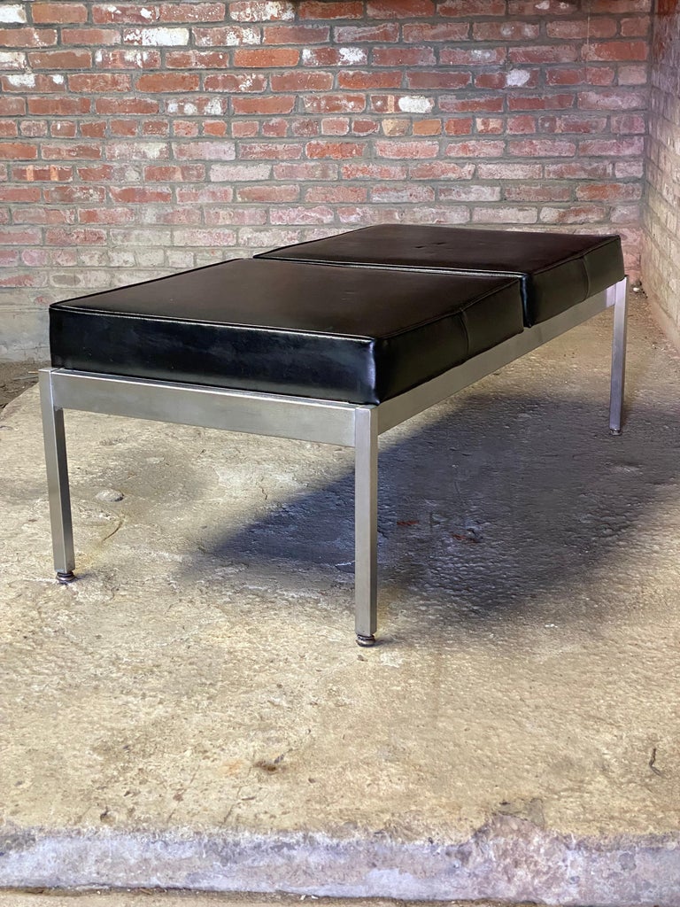 1970s Harter Black Vinyl and Steel Double Seat Bench For Sale at 1stDibs