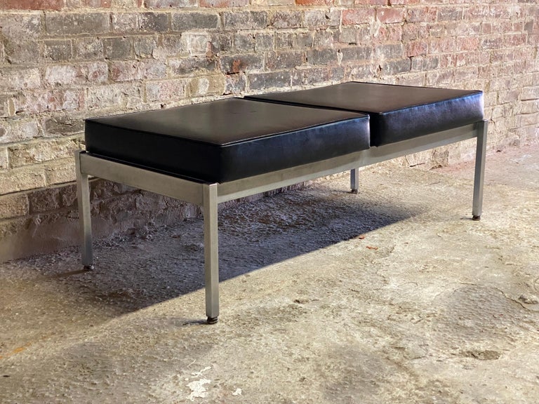 1970s Harter Black Vinyl and Steel Double Seat Bench For Sale at 1stDibs