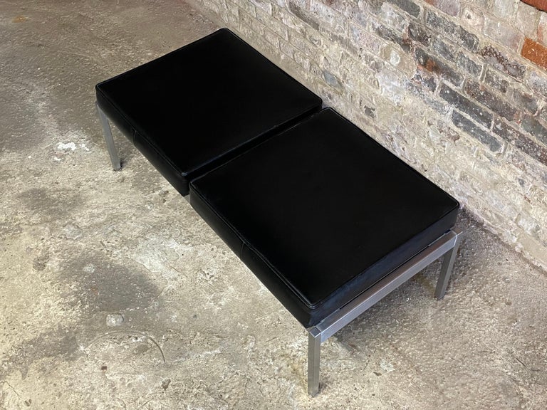 1970s Harter Black Vinyl and Steel Double Seat Bench For Sale at 1stDibs